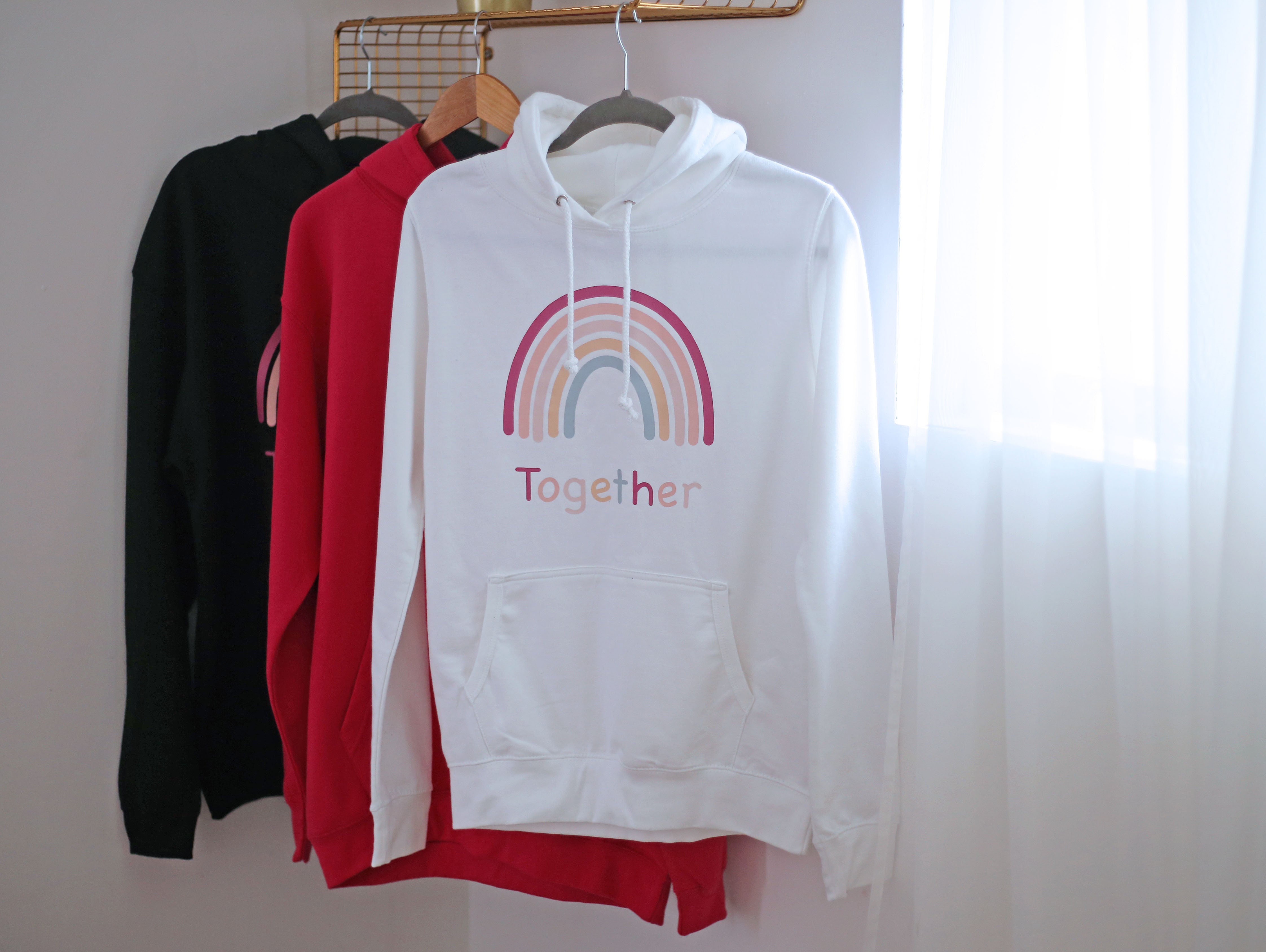 White Rainbow hooded jumper – Together Socks